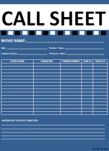 Call Sheet Template | Professional Word Templates