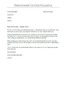 Friendship-Letter example | Free Word Templates