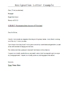Resignation letter example | Free Word Templates