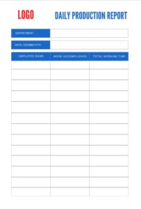 Daily Production Report Template | Free Word Templates